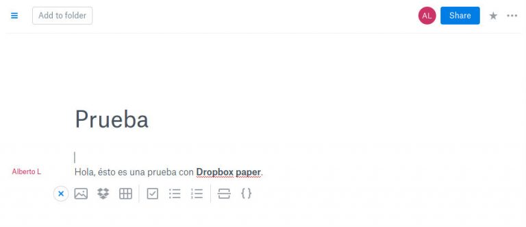 Interface de Dropbox Paper — ParaPNTE